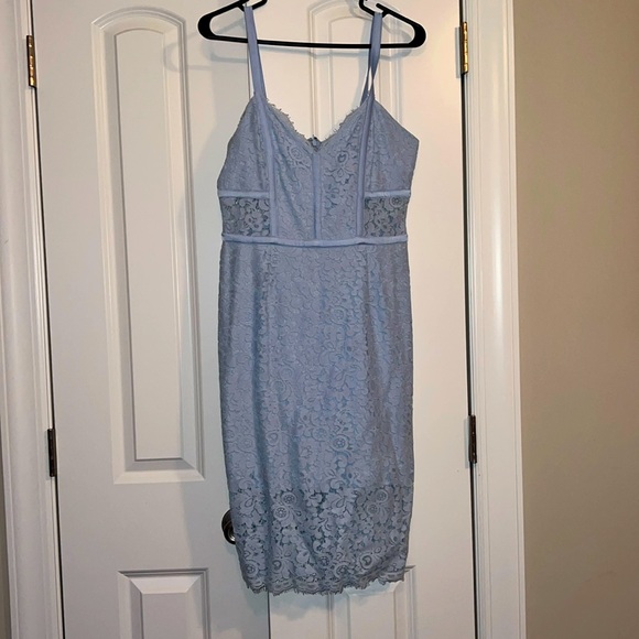 Express | Dresses | Express Light Blue Lace Midi Dress | Poshmark